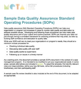 Sample Data Quality Assurance Standard Operating Procedures (SOPs ...