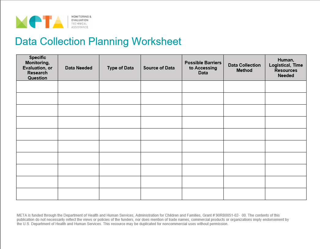 Data Collection Planning Worksheet - Switchboard