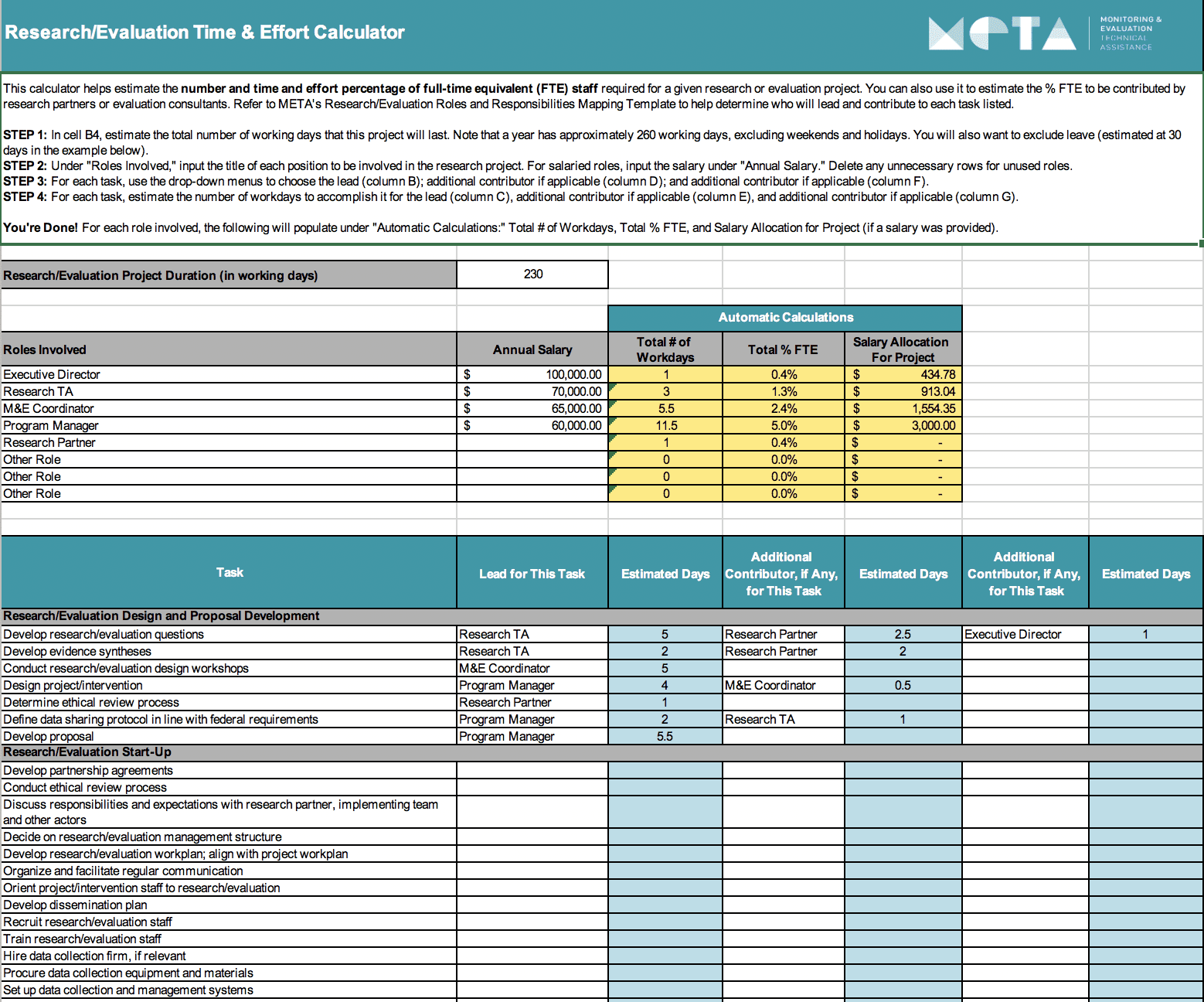 Research/Evaluation Time & Effort Calculator - Switchboard