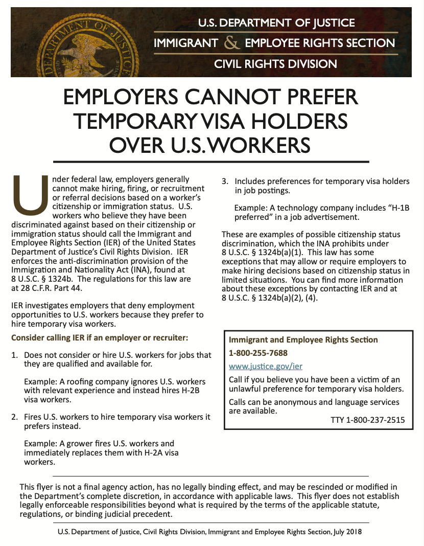 U.S. Worker Protections Against Unlawful Preferences for Temporary Visa ...