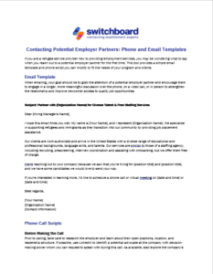 Contacting Potential Employer Partners: Phone and Email Templates ...