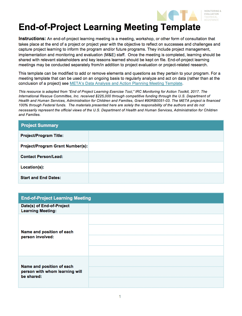 End-of-Project Learning Meeting Template - Switchboard