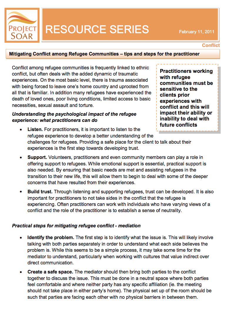 Mitigating Conflict among Refugee Communities - Switchboard