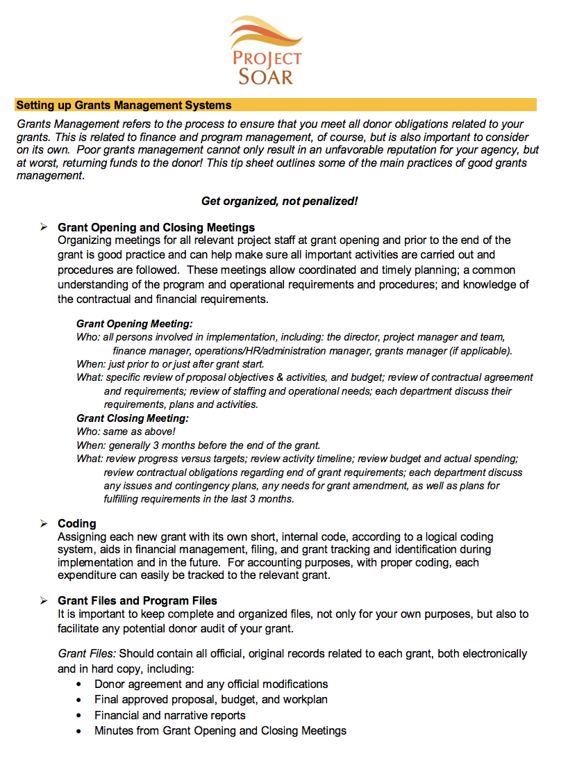 Setting Up Grants Management Systems - Switchboard