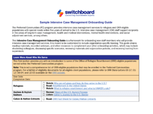 Sample Intensive Case Management Onboarding Guide - Switchboard