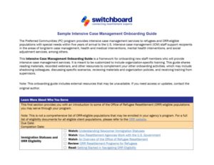 Sample Intensive Case Management Onboarding Guide - Switchboard