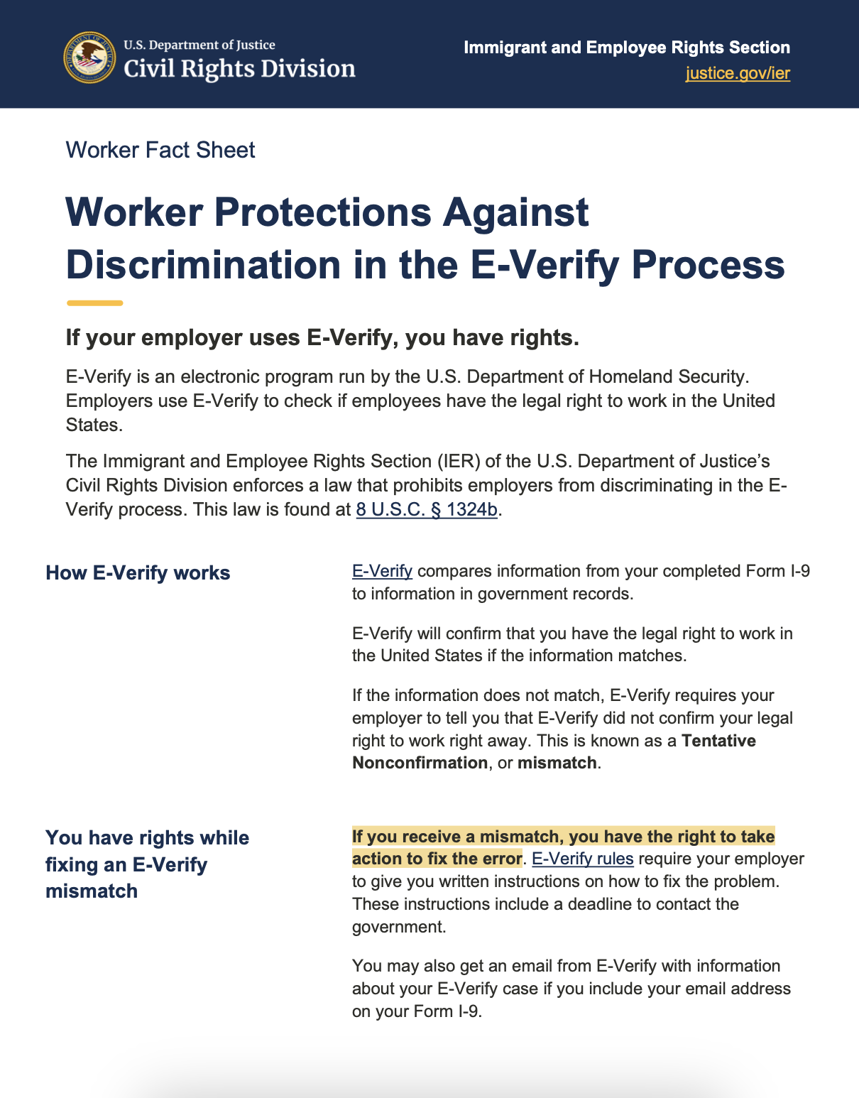 Worker Protections Against Discrimination in the E-Verify Process ...