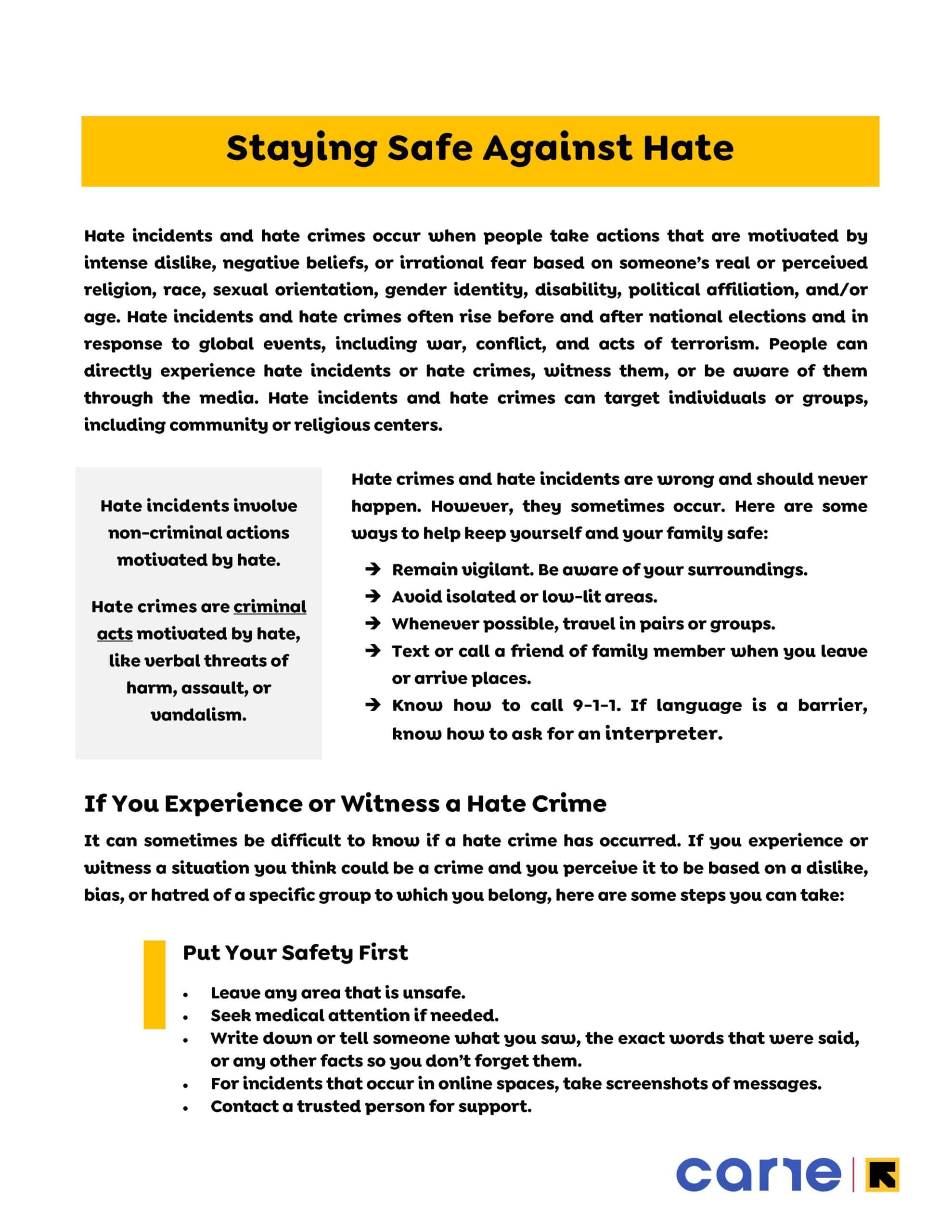 Staying Safe Against Hate - Switchboard
