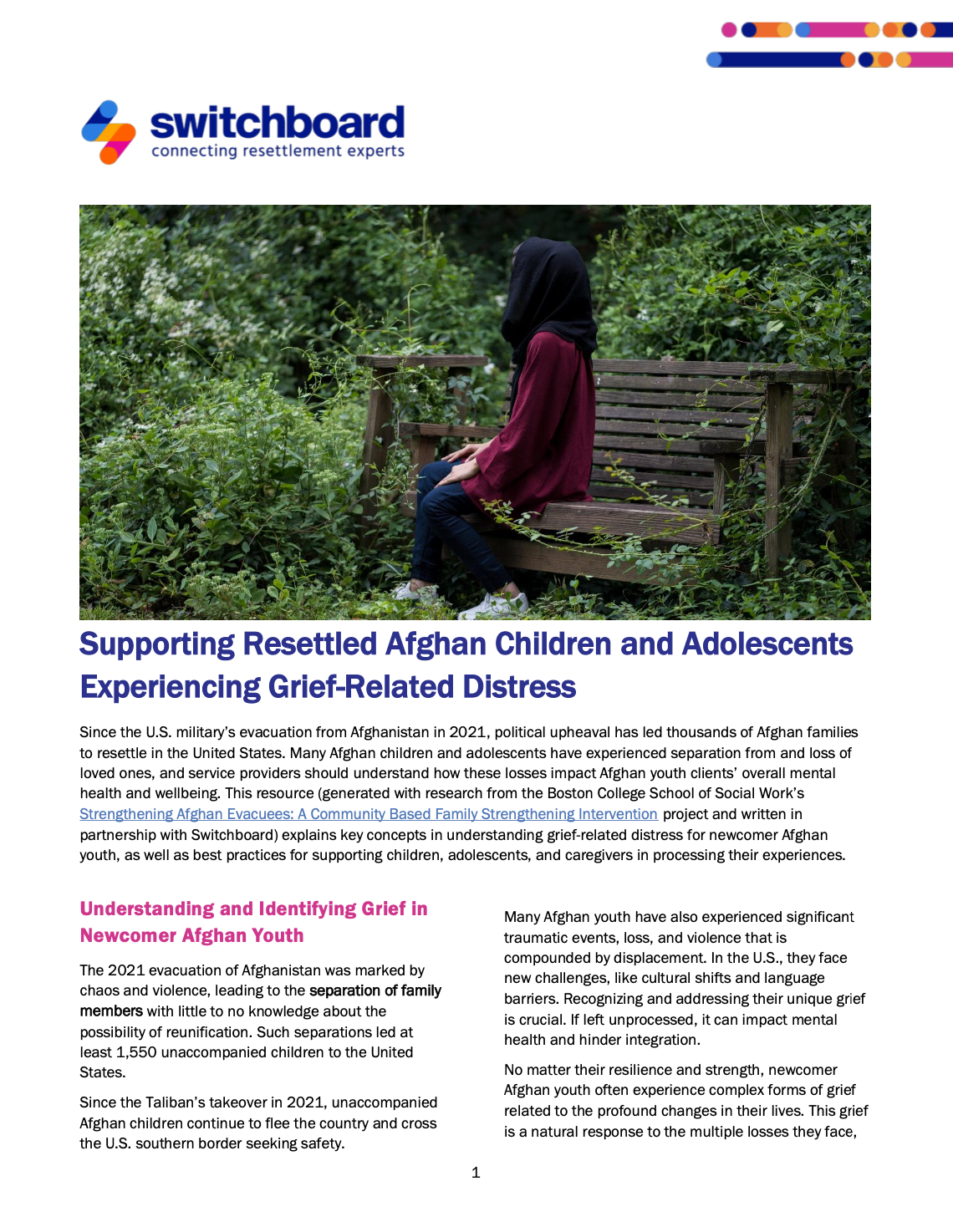 Supporting Resettled Afghan Children and Adolescents Experiencing Grief ...