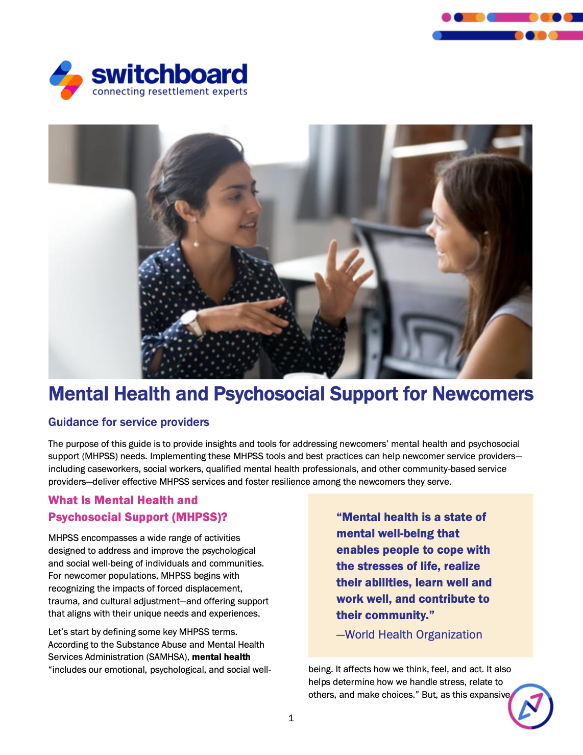 Mental Health and Psychosocial Support for Newcomers: Guidance for ...