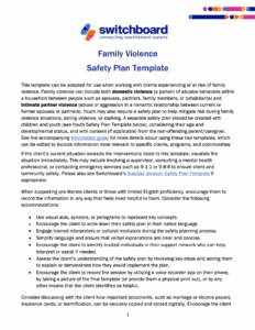 Family Violence Safety Plan - Switchboard