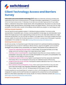 Client Technology Access and Barriers Survey - Switchboard
